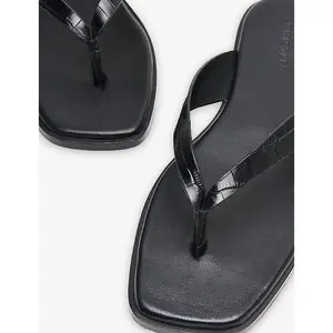 Whistles Croc Embossed Leather Flip-flops