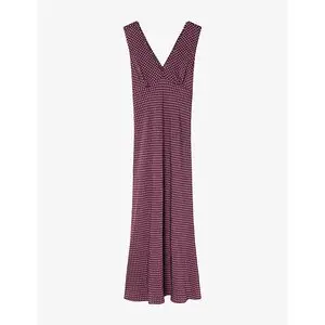 Whistles Sleeveless Polka Dot Woven Midi Dress