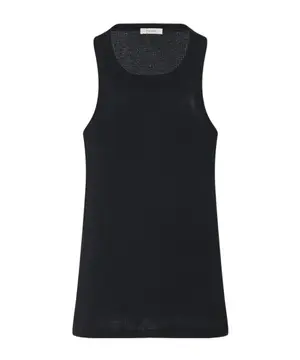 THE ROW Sleeveless Cotton Matte Top With Logo Detail