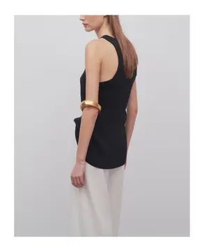 THE ROW Sleeveless Cotton Matte Top With Logo Detail