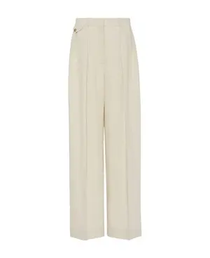 THE ROW Pleated Wool And Silk Casual Pants