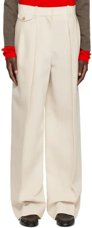 THE ROW Pleated Wool And Silk Casual Pants