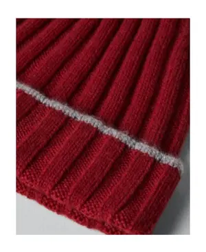 Brunello Cucinelli Ribbed Cashmere Beanie With Logo Patch - Red