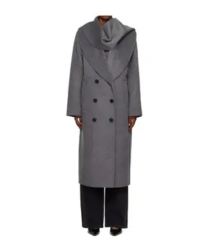RÓHE Double-breasted Shawl Collar Coat With Integrated Scarf