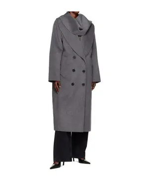 RÓHE Double-breasted Shawl Collar Coat With Integrated Scarf