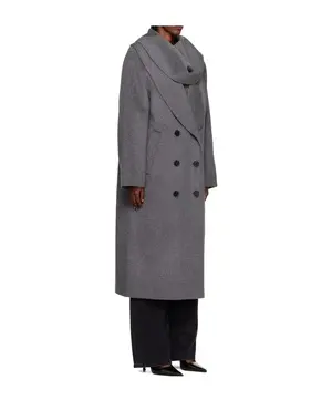 RÓHE Double-breasted Shawl Collar Coat With Integrated Scarf