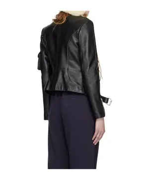 OPEN YY Patchwork Leather Moto Jacket