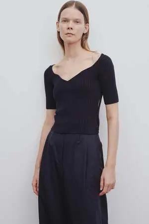 THE ROW Short-sleeved Sweater With Heart-shaped Neckline