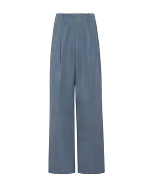 THE ROW Wide-leg Cotton-ramie Trousers - No