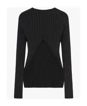 THE ROW Long Sleeve Ribbed Silk Top