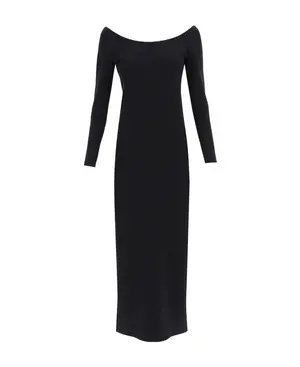 THE ROW Long-sleeved Off-the-shoulder Midi Dress - Black