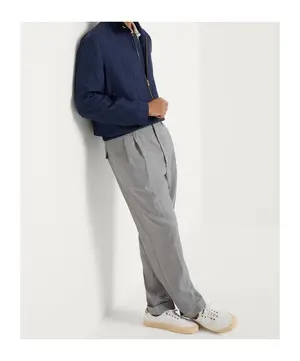 Brunello Cucinelli Tapered Virgin Wool Trousers With Double Pleats