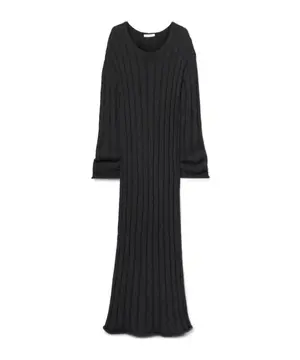THE ROW Ribbed Wool Blend Maxi Dress - Black