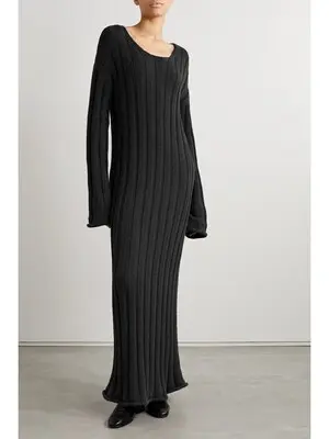 THE ROW Ribbed Wool Blend Maxi Dress