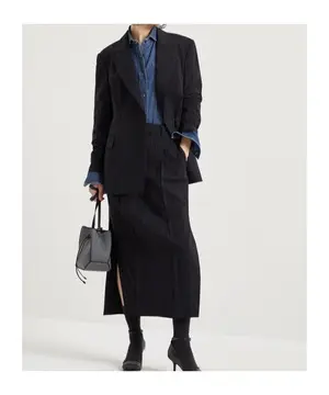 Brunello Cucinelli Pinstripe Tailored Midi Skirt