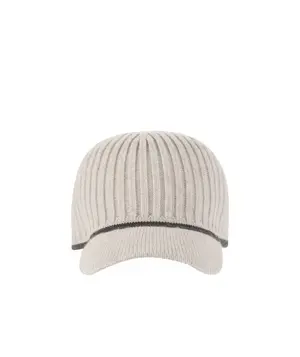 Brunello Cucinelli Embellished Knitted Baseball Cap - White