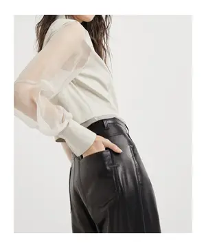 Brunello Cucinelli High-waisted Leather Trousers
