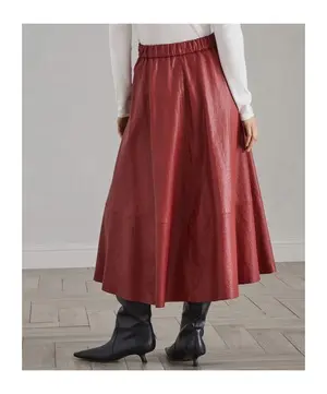 Brunello Cucinelli Leather Midi Skirt With Horn Hem