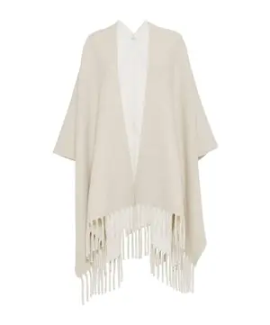 Brunello Cucinelli Knitted Cape With Tassel Trim