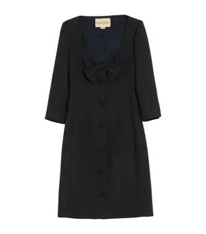 Valentino Garavani Virgin Wool-silk Midi Dress With Bow Detail