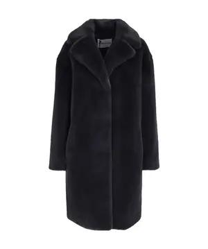 STAND STUDIO Lapel Long-sleeved Coat - Black