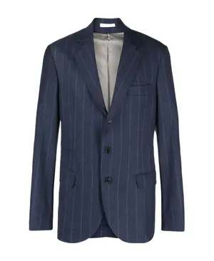 Brunello Cucinelli Pinstripe-pattern Virgin Wool Blazer - Blue