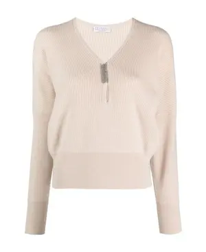 Brunello Cucinelli Embellished V-neck Jumper