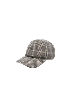 Brunello Cucinelli Checked Baseball Cap - Gray