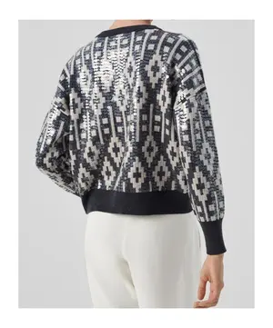 Brunello Cucinelli Geometric Sequin Embellished Crewneck Sweatshirt