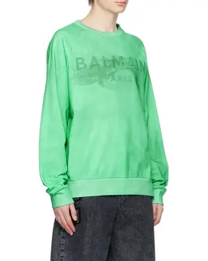 Balmain Logo Print Crewneck Sweatshirt - Green