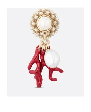 Dior Tribales Earring With Pearl And Coral Pendant