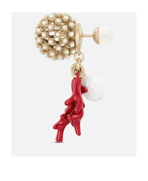 Dior Tribales Earring With Pearl And Coral Pendant