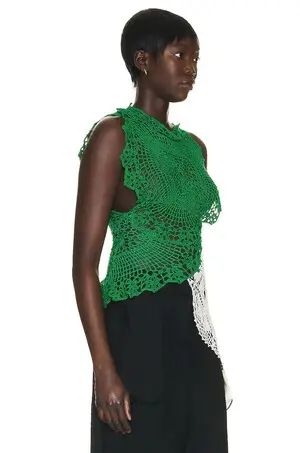 THE ROW Christa Crochet Asymmetric Top