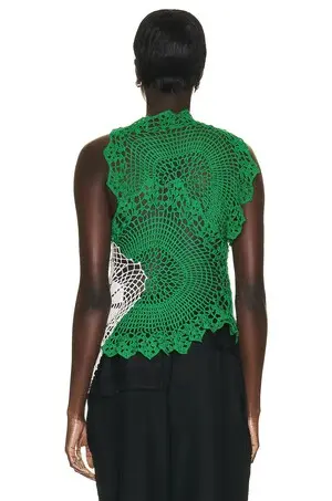 THE ROW Christa Crochet Asymmetric Top