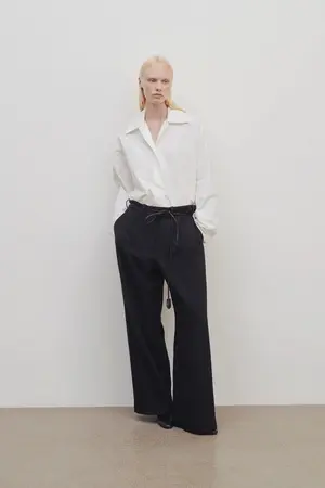 THE ROW Freshly Cut Wool Wide-leg Casual Pants