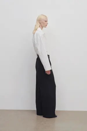 THE ROW Freshly Cut Wool Wide-leg Casual Pants