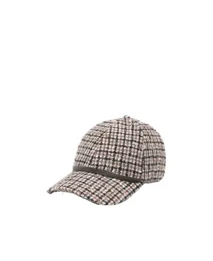 Brunello Cucinelli Plaid Wool Blend Baseball Cap - Gray