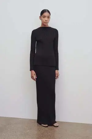 THE ROW Ribbed Silk Maxi Skirt