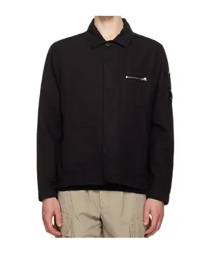 C.P. COMPANY Lapel Long-sleeved Casual Jacket - Black