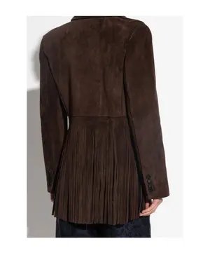 Etro Single-breasted Suede Jacket With Fringing And Tassels