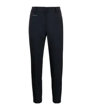 Brunello Cucinelli Mid Rise Cropped Trousers With Monili Chain Detail