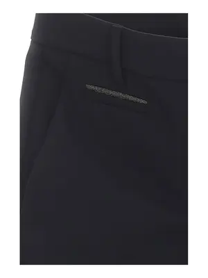 Brunello Cucinelli Mid Rise Cropped Trousers With Monili Chain Detail