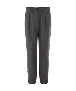 Brunello Cucinelli Belted Waist Ankle Zipped Trousers