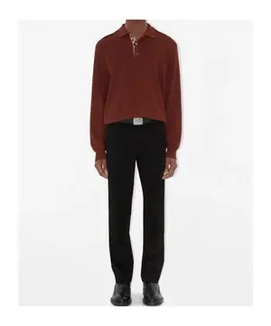 Burberry Logo Detailed Tapered Leg Trousers - Black