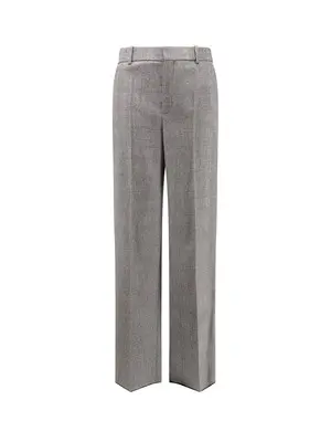 Saint Laurent Saint Laurent Checked Pleated Trousers Gray