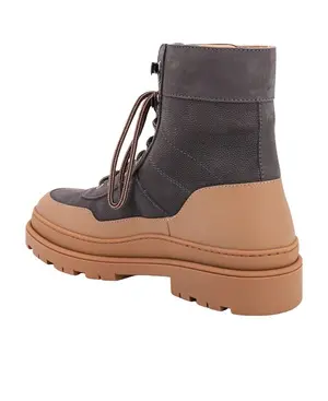 Brunello Cucinelli Two-tone Lace-up Ankle Boots