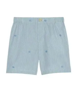 Gucci Striped Cotton Shorts With Logo Detail