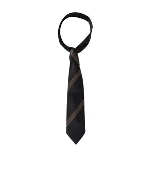 Brunello Cucinelli Stretch-silk Tie With Diagonal Embroidery - Black