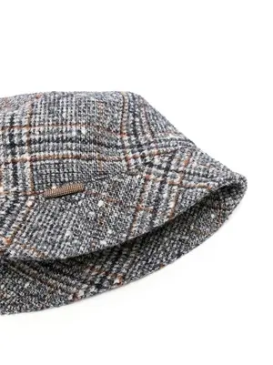 Brunello Cucinelli Prince Of Wales Plaid Wool Blend Bucket Hat