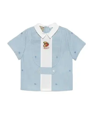 Gucci Striped Print Shirt With Teddy Bear Motif